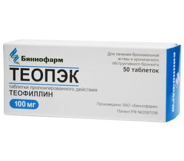 ТЕОПЭК таблетки с пролонгированным высвобождением 100мг N50 БИННОФАРМ ...